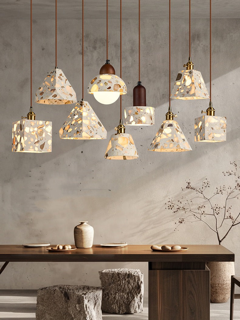 Translucent Stone Lamp – Wabi-sabi Retro Pendant Light Fixture – Monulo