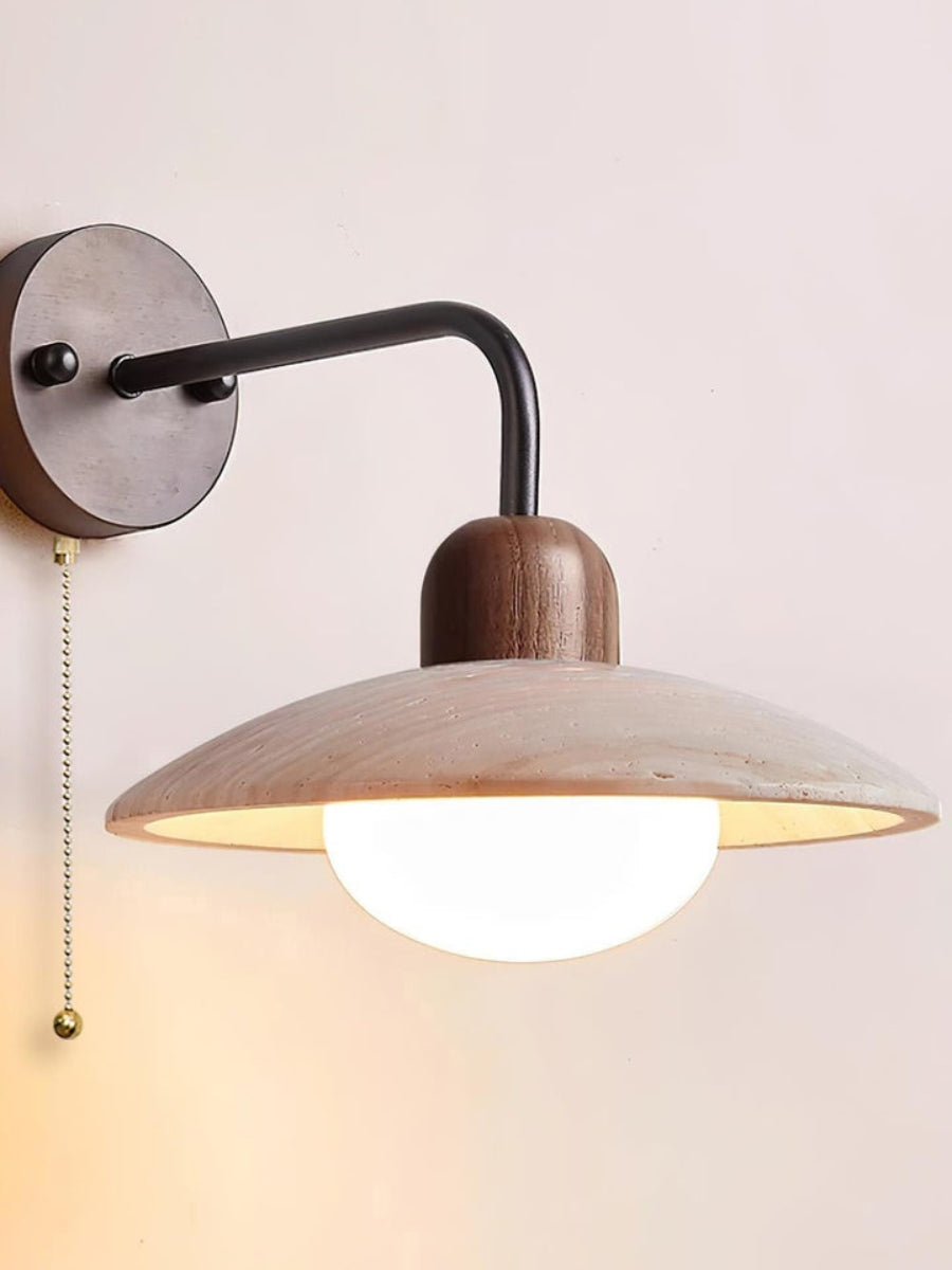 Travertine Wall Light – Modern Disc Sconce with Natural Stone Design ...