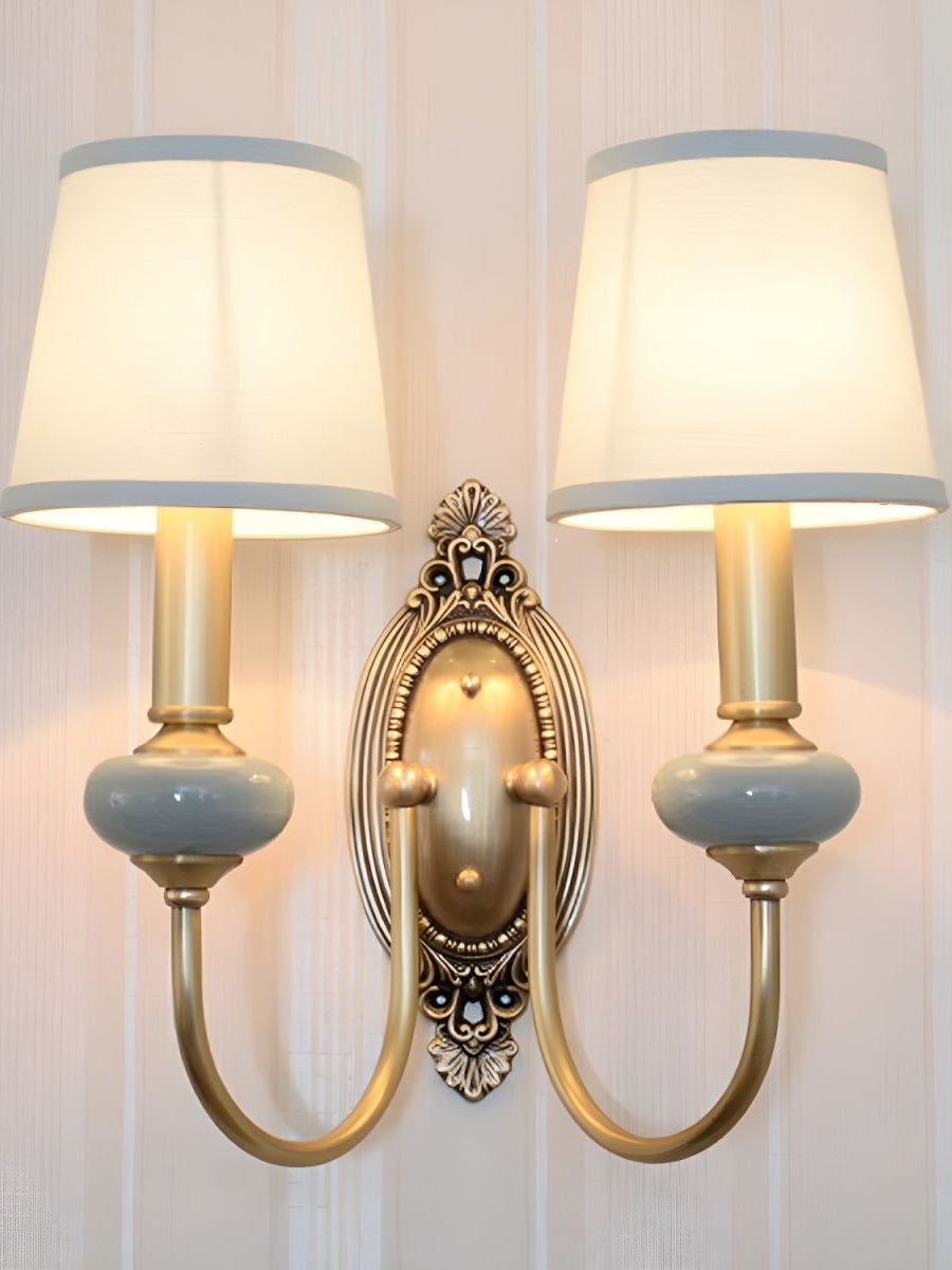 Classic Fabric Shade Sconce – Ceramic Wall Light for Hallway Bedroom ...