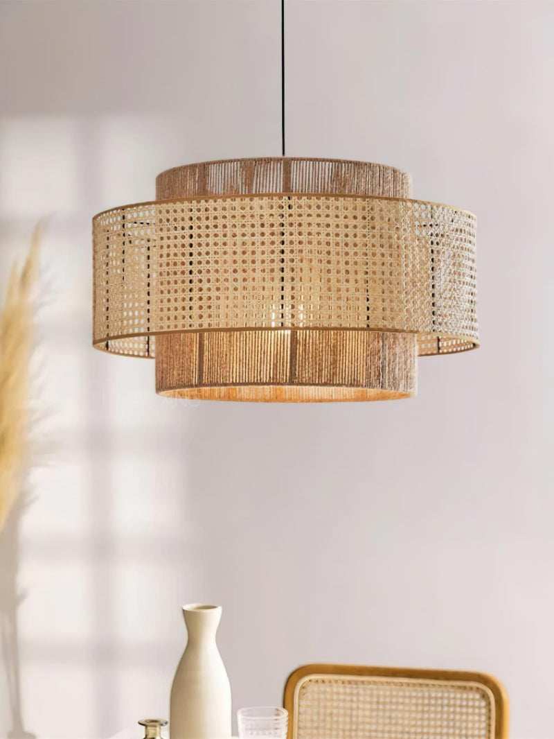 Wabi-Sabi Pendant Lamp – Zen Style Hemp Rope Rattan Ceiling Light – Monulo