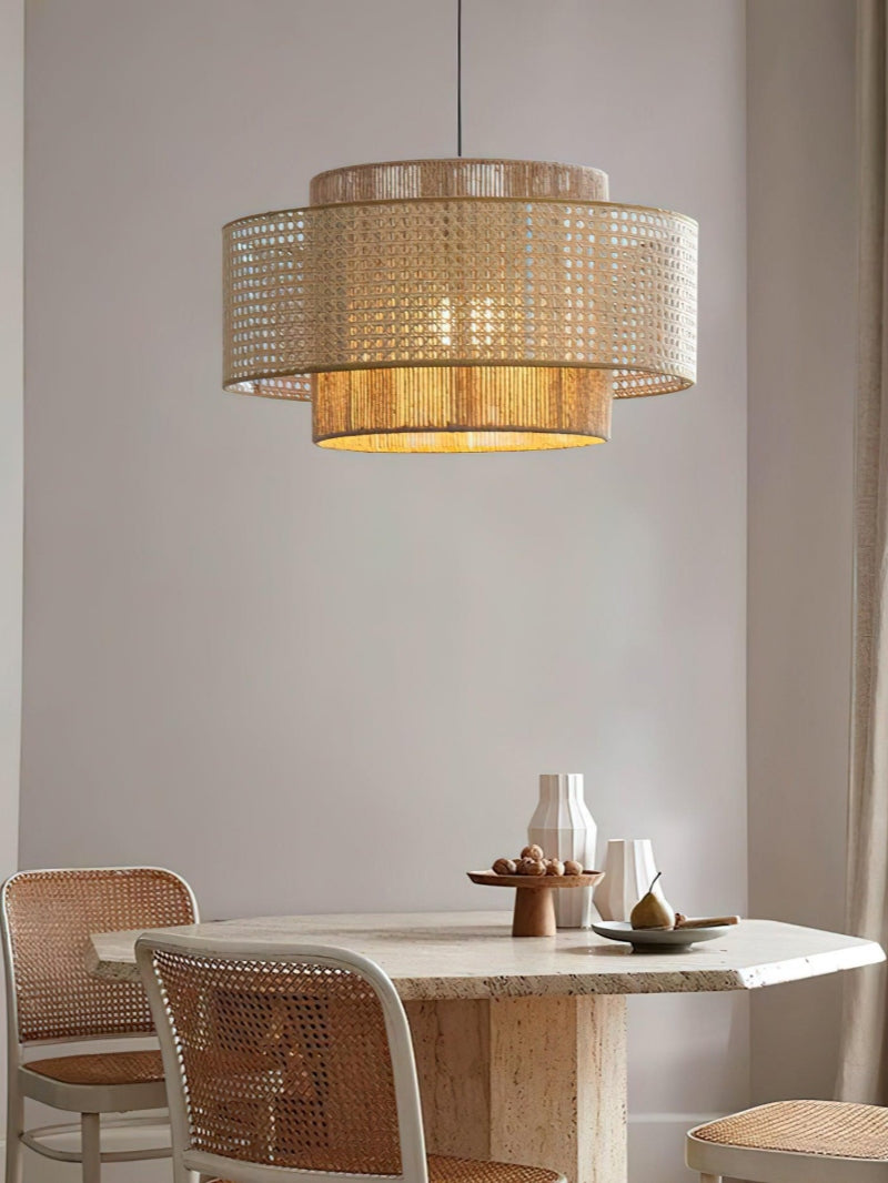 Wabi-Sabi Pendant Lamp – Zen Style Hemp Rope Rattan Ceiling Light – Monulo