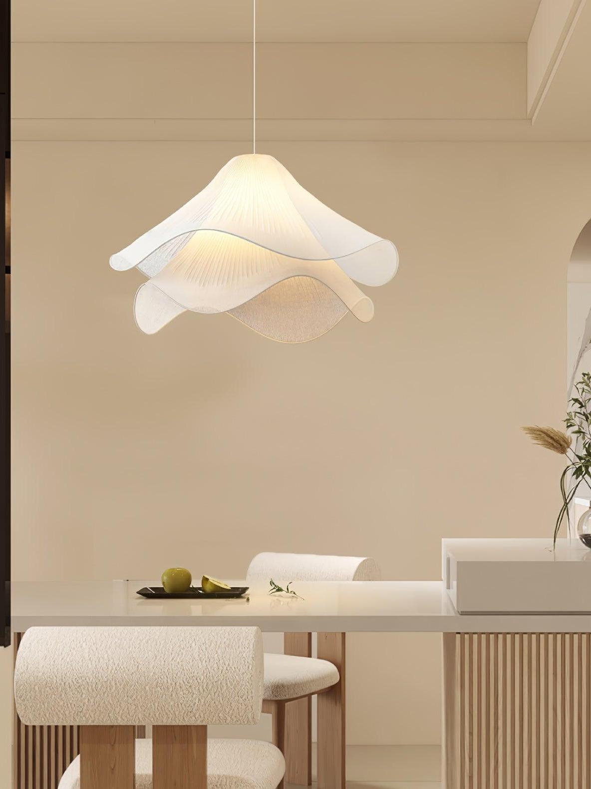 Oslan Contemporary Fabric Double-Layer Pleated Pendant – Bedroom or Ca ...