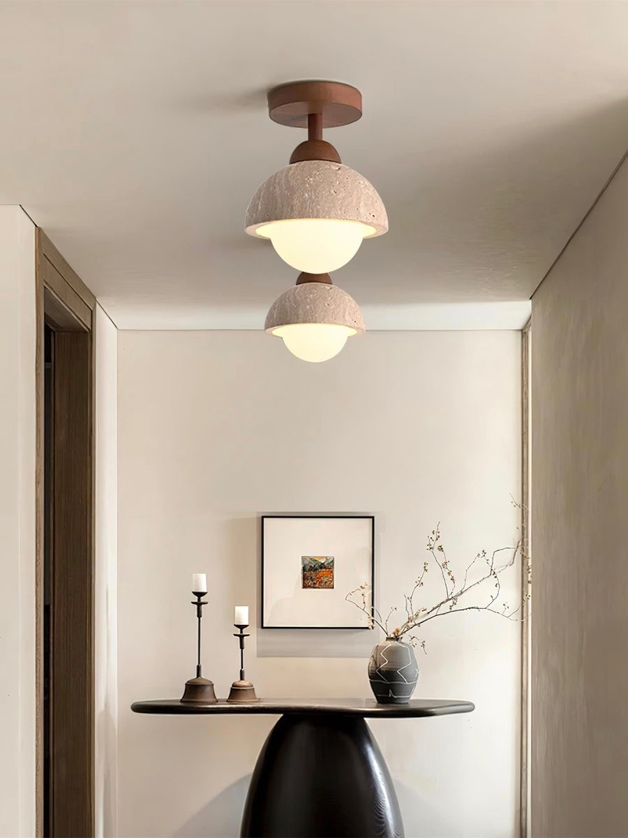 Wabi-Sabi Travertine Dome Ceiling Light | Monulo