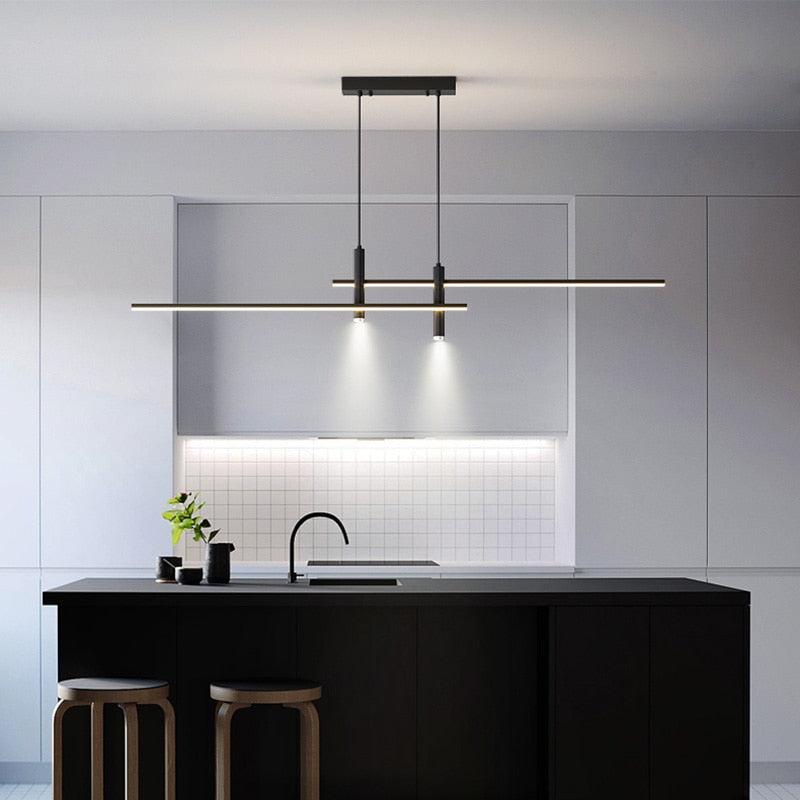 Linear LED Pendant Light Fixture in Sleek Metal - Modern Minimalist St ...