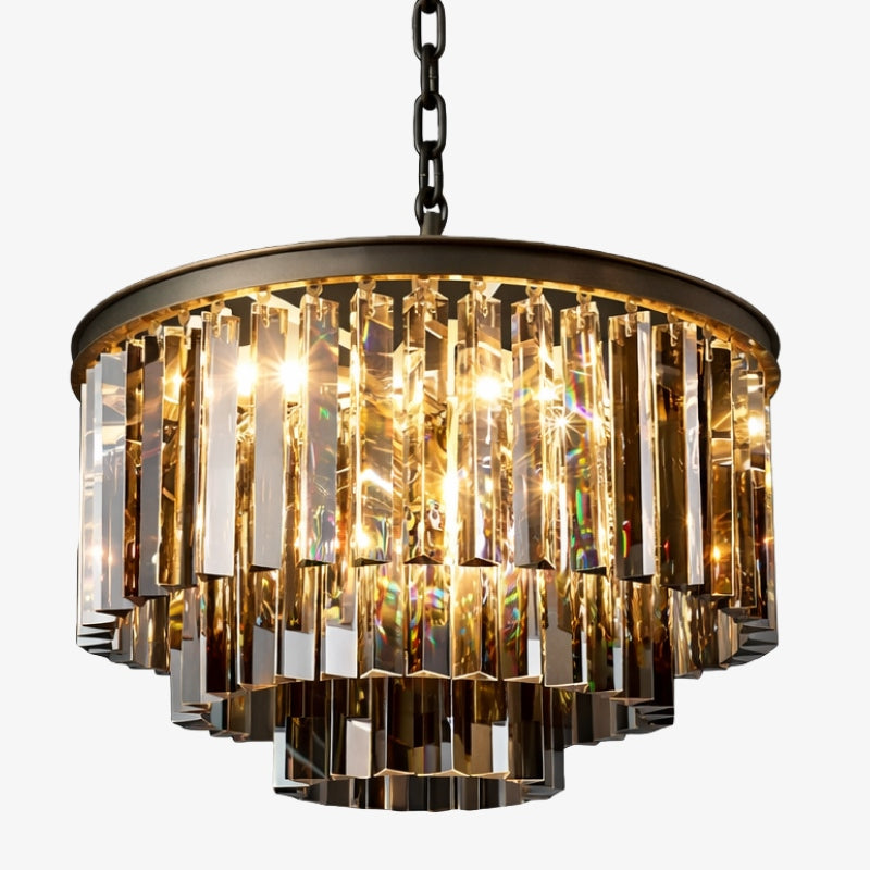 Aurevon Crystal Prism Metal Frame Modern Ceiling Chandelier for Home a ...
