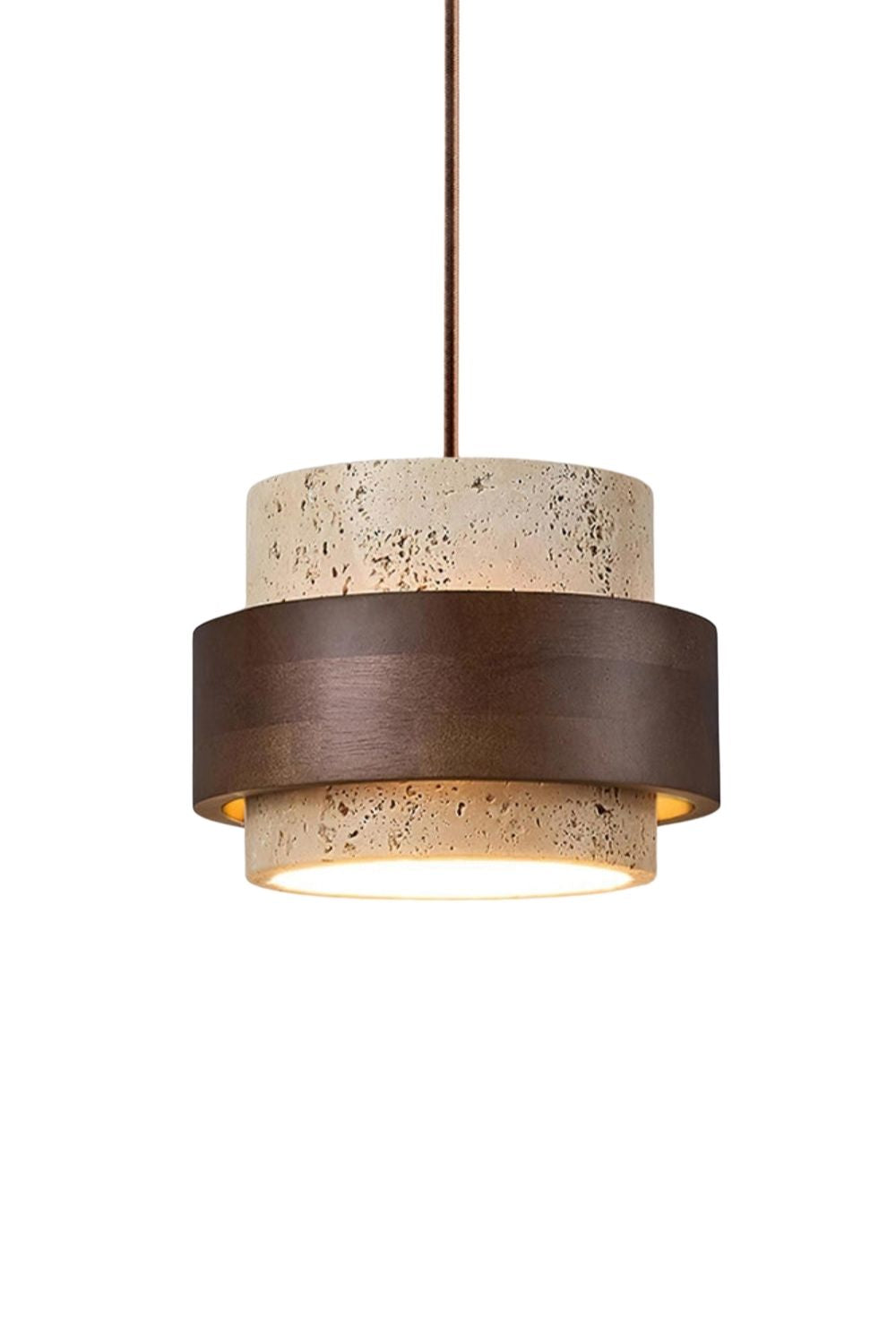 Modern Travertine Pendant Lamp – Cylindrical Stone Light Fixture – Monulo